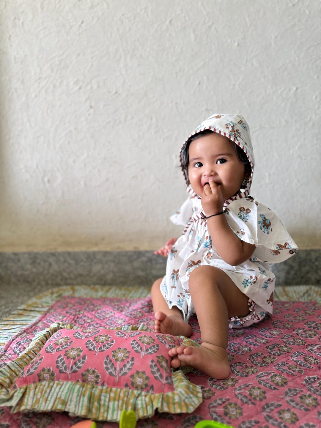 Hand Block Print Baby Outfit, Bonnet, Frock, Bloomers - Etsy