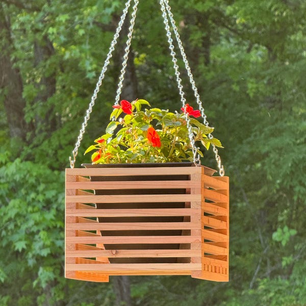 Wood Hanging Planter - Etsy