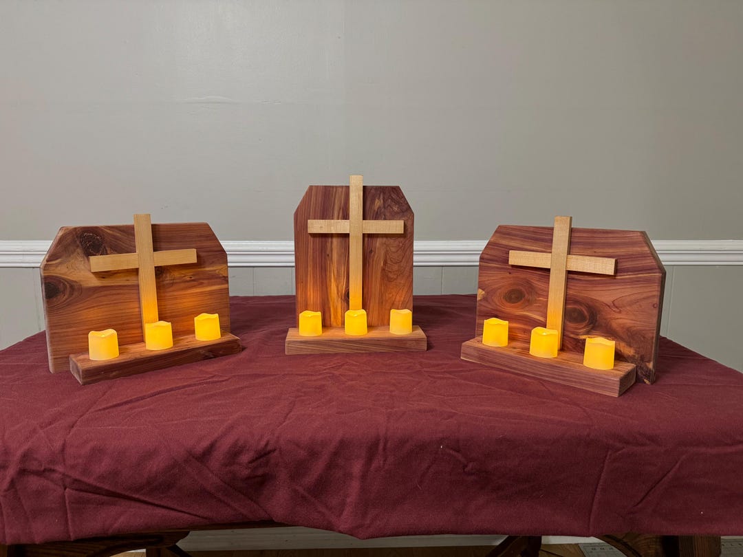 Handmade Wooden Cross Candle Holder - Etsy