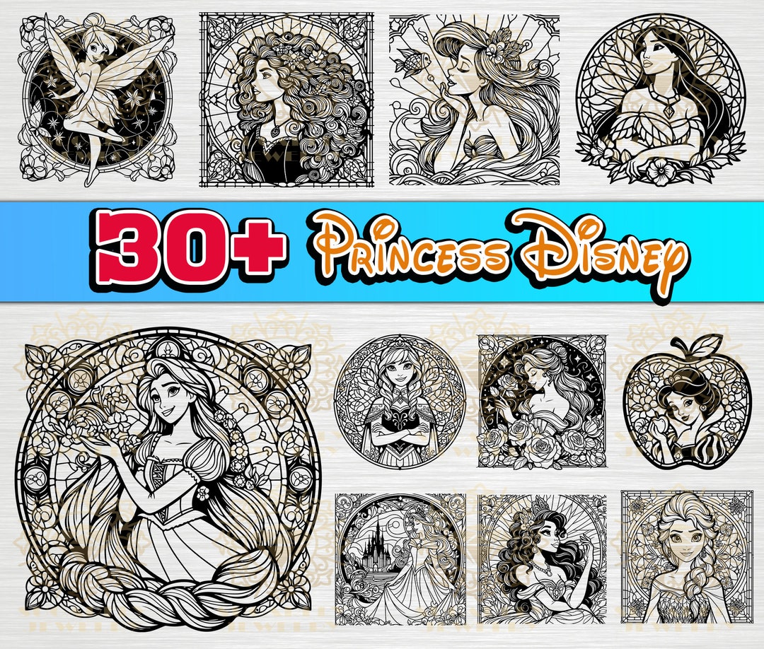 30 Cartoon Princess Svg Bundle, Princess Cartoon Svg, Intricate Weeding ...