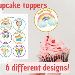 Rainbow Birthday Party Bundle | Printable Kit With Invitation, Cupcake ...