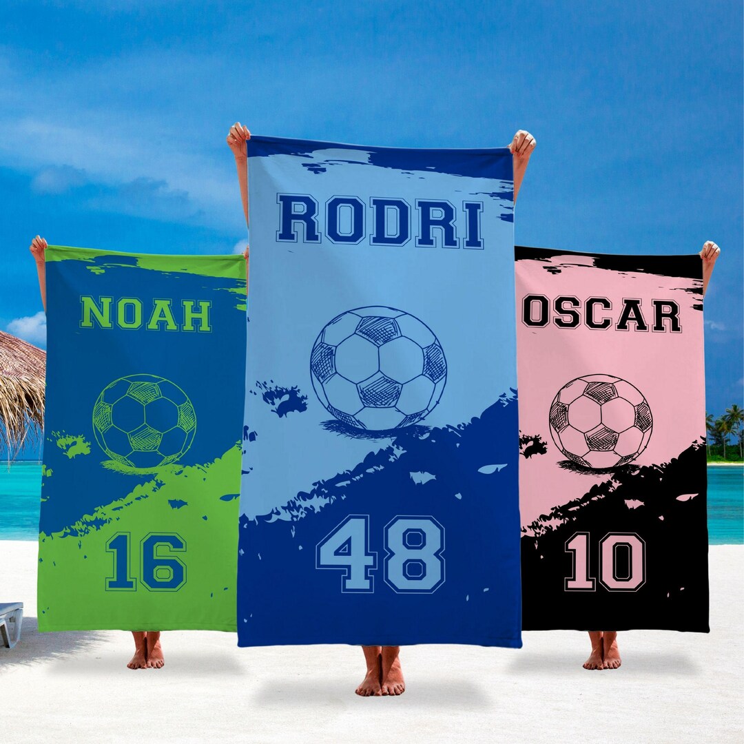 Custom Soccer Team Beach Towel, Soccer Pool Towel, Personalized Sport ...