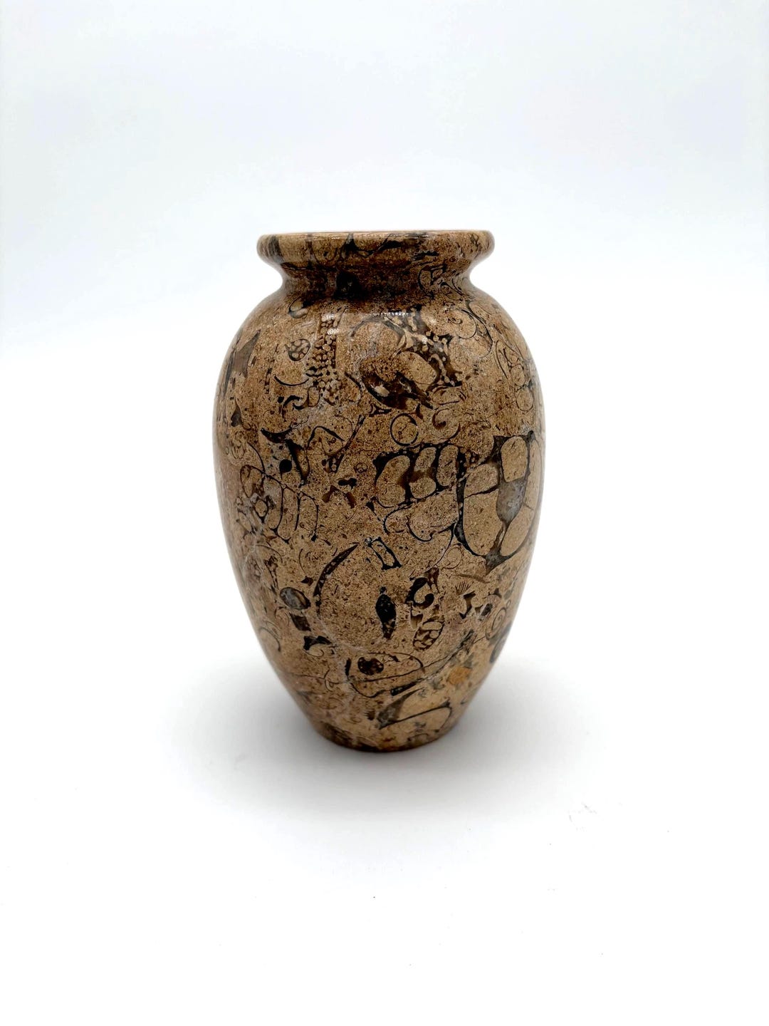 Mid-century Pakistani Marble Vase – 6" Tan Sand-colored Solid Stone ...
