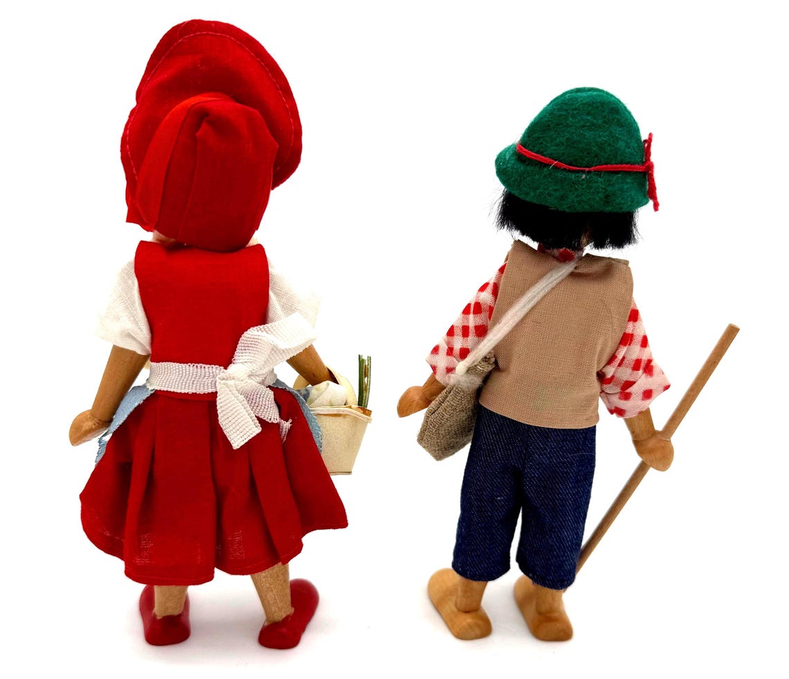 Vintage Polish Peg Dolls 6–7" Folk Wooden Dolls With Traditional ...
