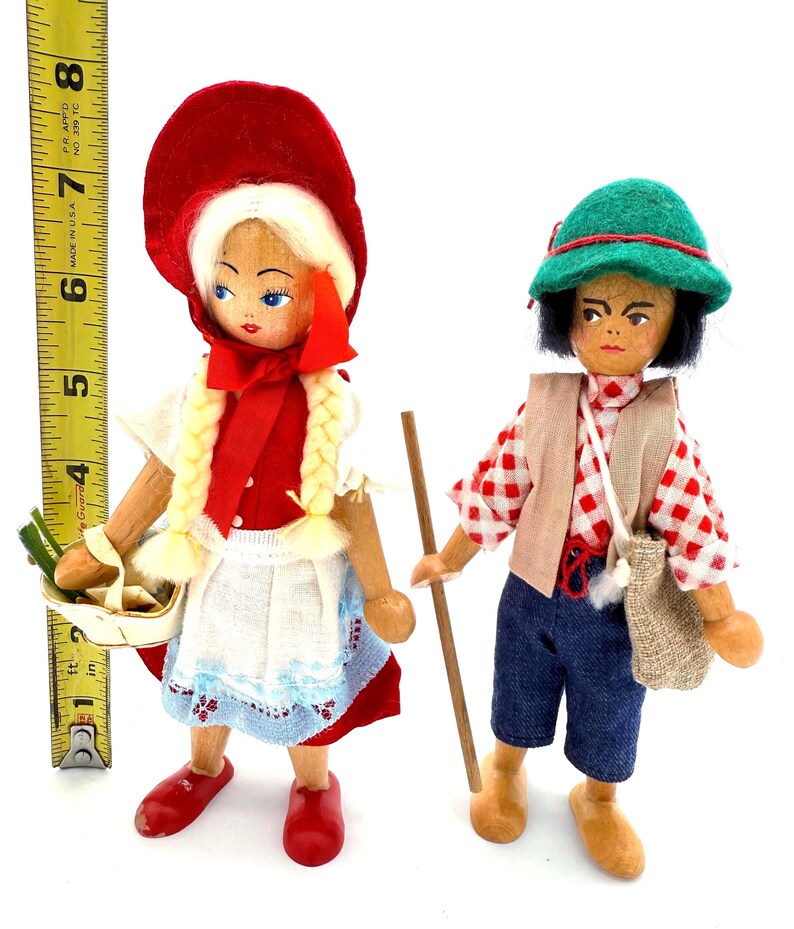 Vintage Polish Peg Dolls 6–7" Folk Wooden Dolls With Traditional ...