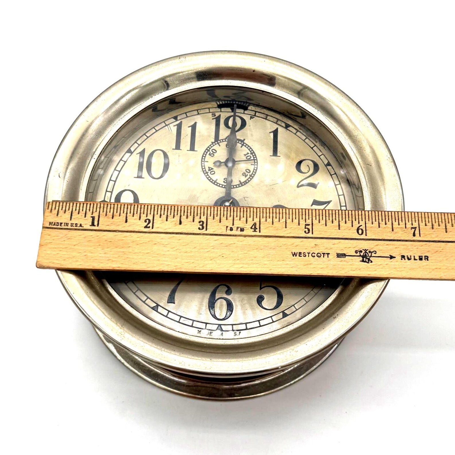WWII Seth Thomas U.S. Navy Mark I Bulkhead Boat Clock – Nickel Case – 7 ...