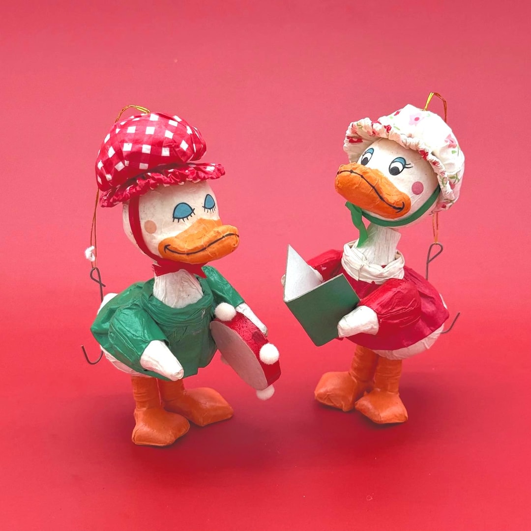 Vintage Paper Mâché Duck Ornaments – Set of 2 – Japan 1960s Christmas ...