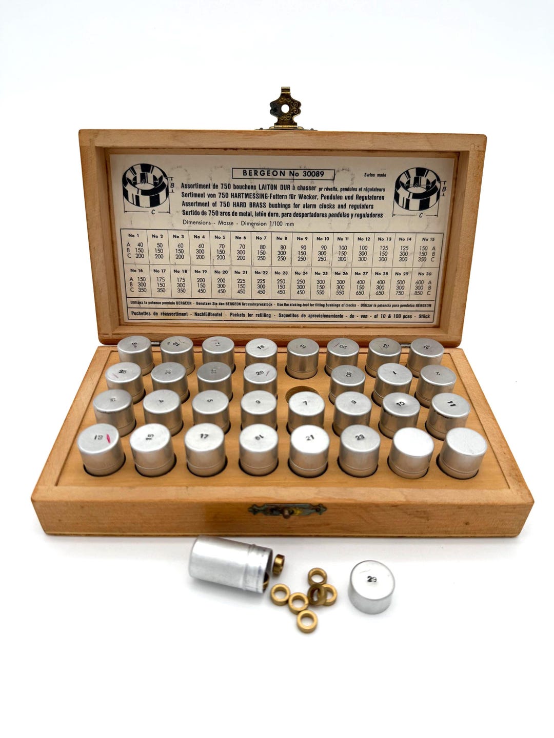 Bergeon No. 30089 Swiss Watch Bushing Set – Partial Brass Bushing Kit ...