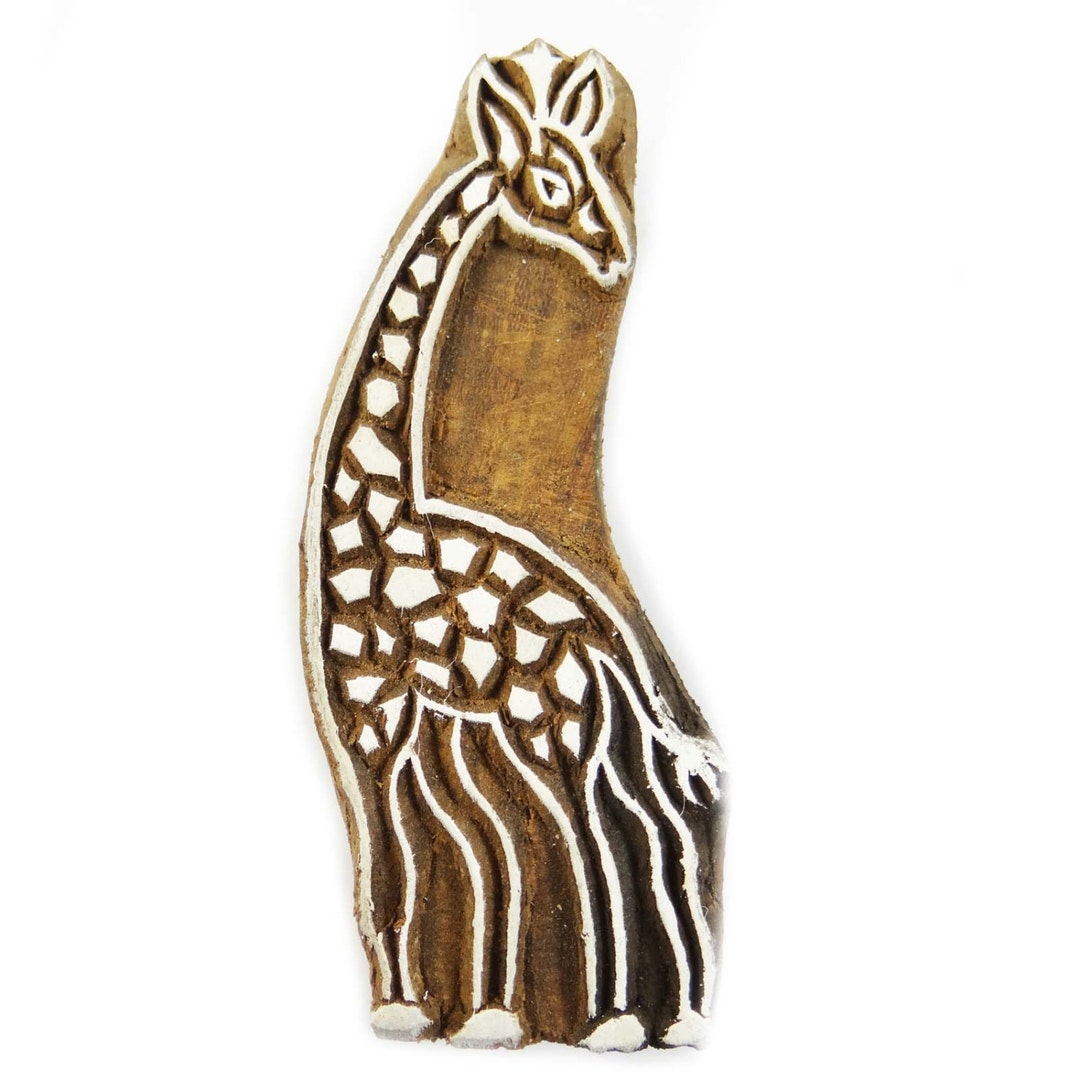 Hand Carved Giraffe Printing Block, Textile Art Stamp - Etsy