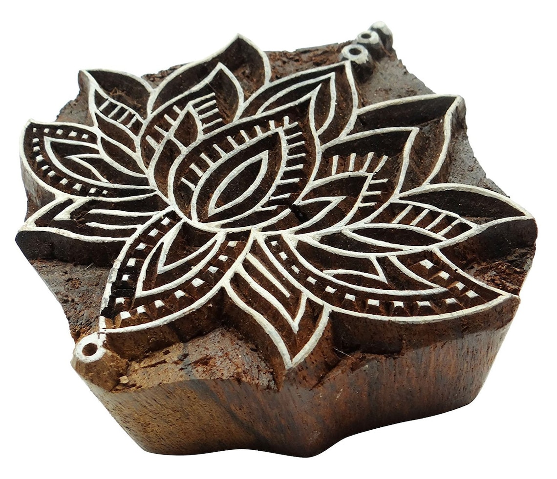 Lotus Pattern Wooden Hand Block Printing Textile Carved Print - Etsy