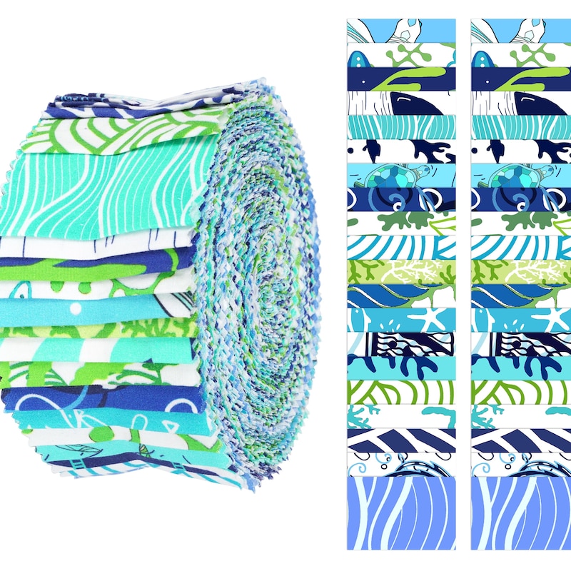 Shoreline Fabric Jellyroll - Etsy New Zealand