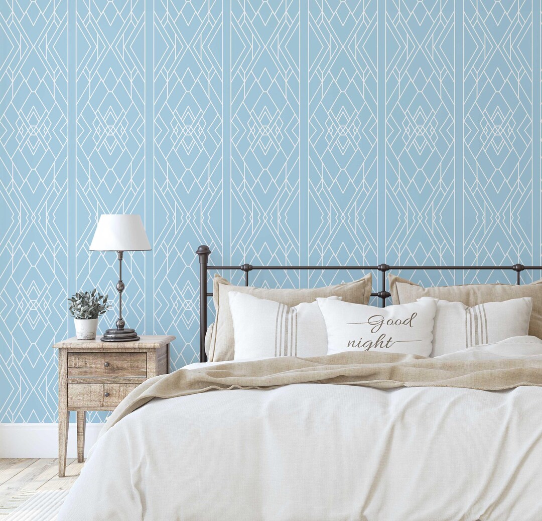 S4sassy Self-stick Decorative Wallpaper, Art Deco Line Print Wall Paper ...