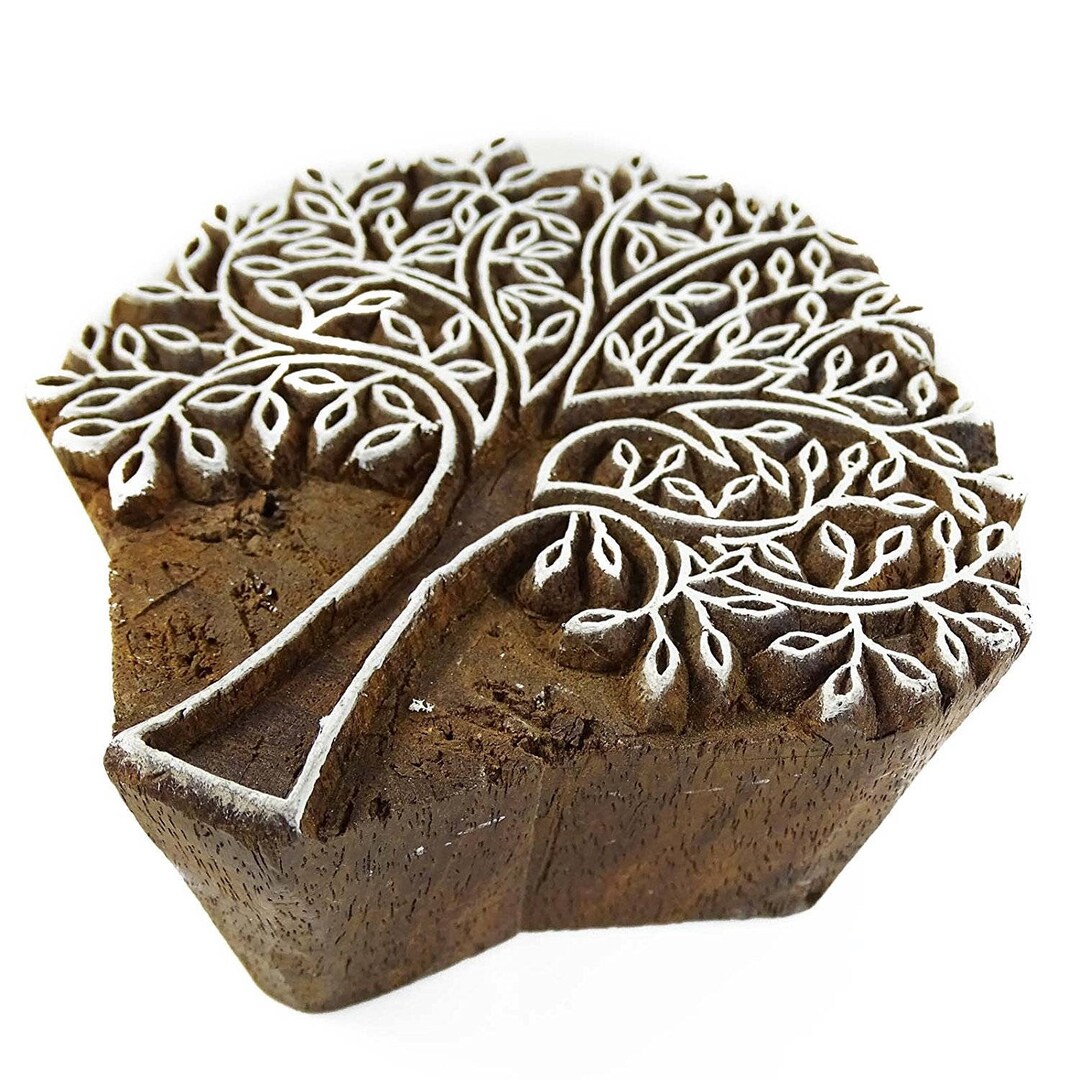 Traditional Tree Wooden Printing Block, Indian Art Wood Craft, Designer ...