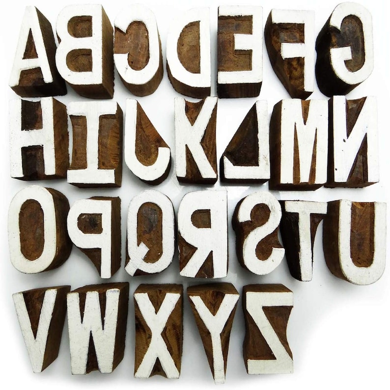 Traditional Indian Art Wood Craft Alphabet Text Wooden - Etsy