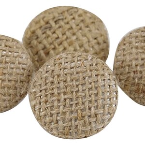 Pack of 12 Pieces, Decorative Round Shape Buttons, Jute Fabric Covered ...