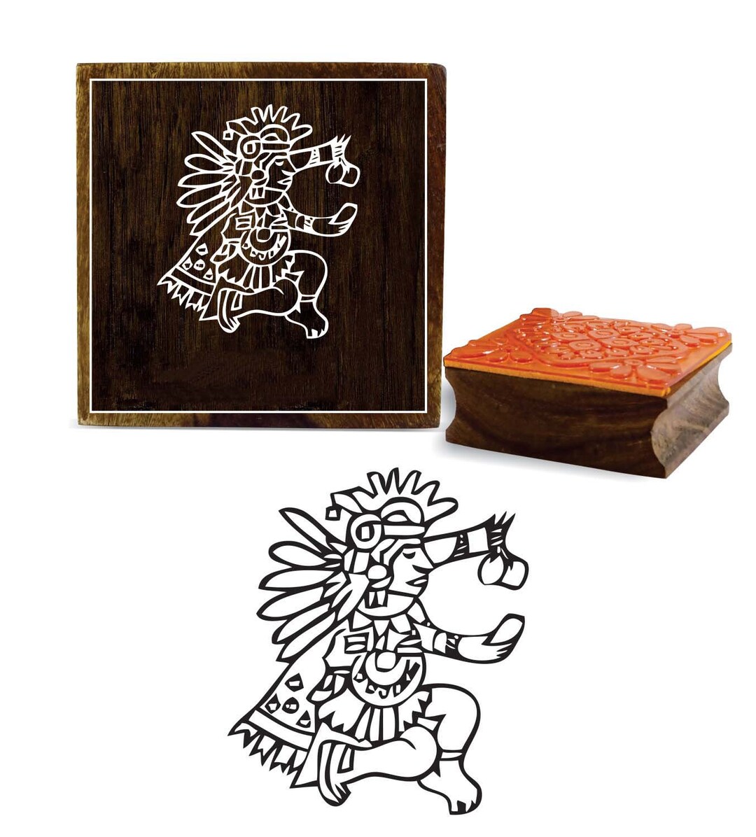 Aztec Man Rubber Stamp, Craft Textile Stamp, Scrapbooking (2x2 to 5x5 ...