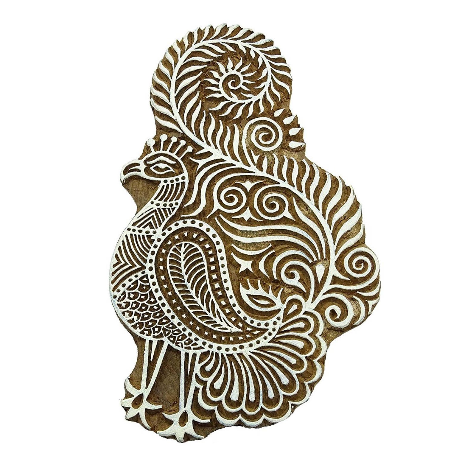 Traditional Wood Block Peacock Design Indian Hand Carved - Etsy