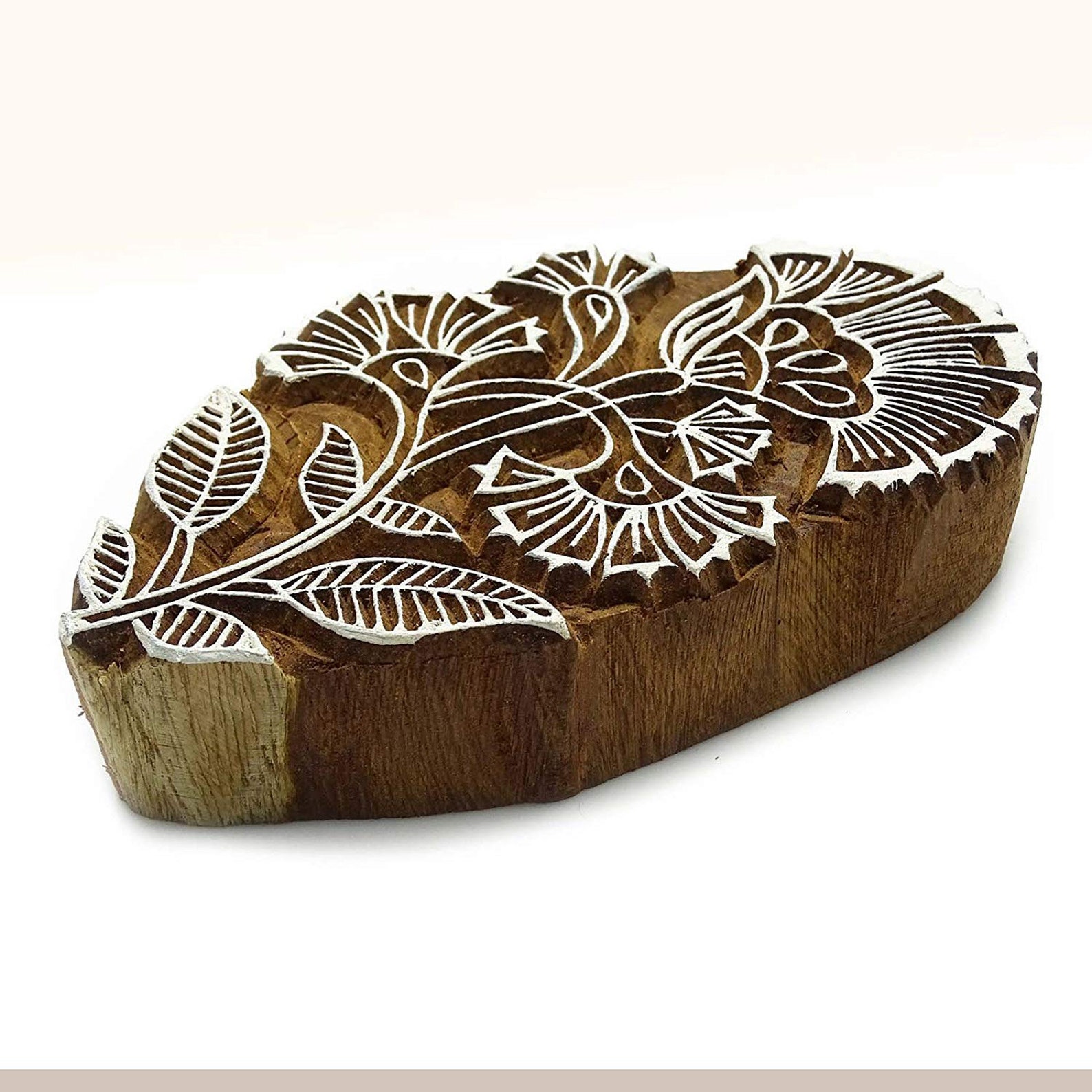 Flower Design Wooden Block Hand Carved Blocks Wooden - Etsy