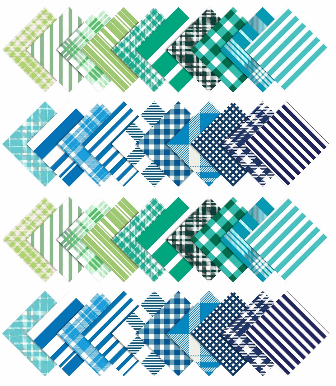 Check Prints Cotton Fabric Bundle, Quilting Squares Charm Pack - Etsy