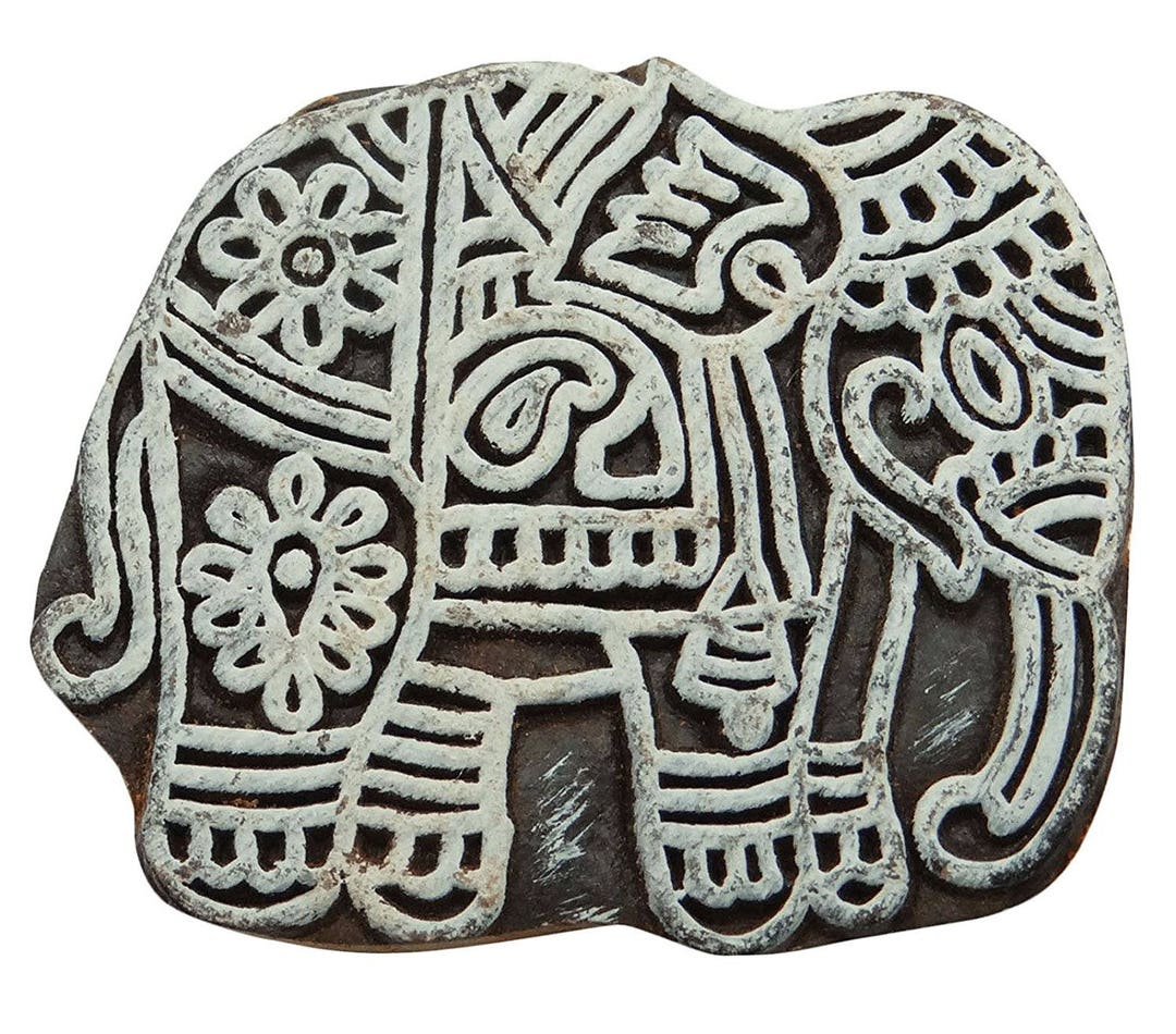 1 Pcs Elephant Pattern Wooden Block Hand Carved Wood Printing - Etsy