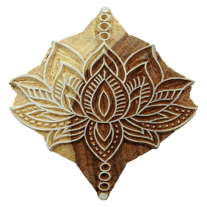 Lotus Pattern Wooden Printing Block Hand Carved Wooden Block - Etsy