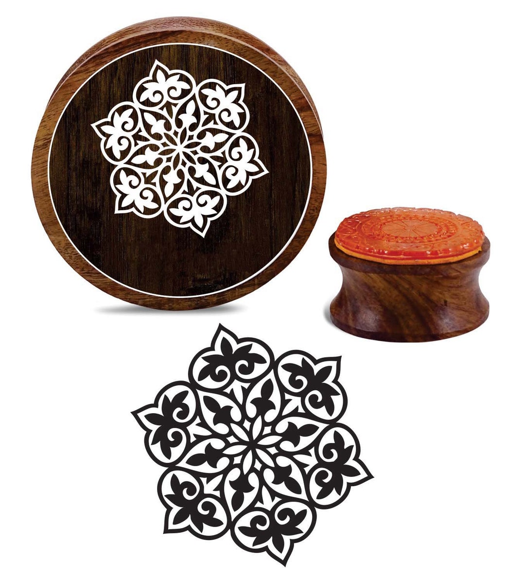 Floral Mandala Rubber Stamp, Wooden Block Print, Card Making - Etsy