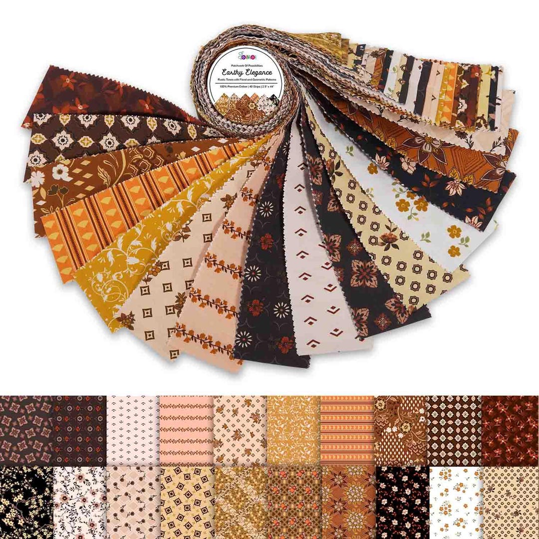 Earthy Elegance Jelly Roll, 40 Precut Cotton Fabric Strips - Etsy
