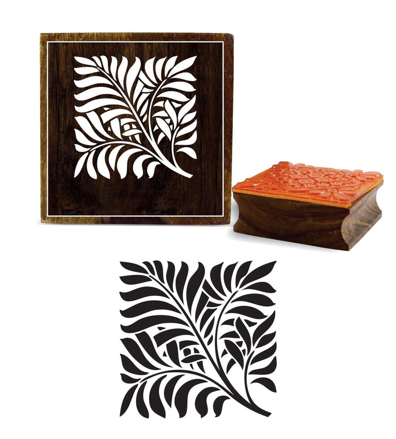 Leaf Pattern Square Wooden Stamp Carved Wooden Printing - Etsy