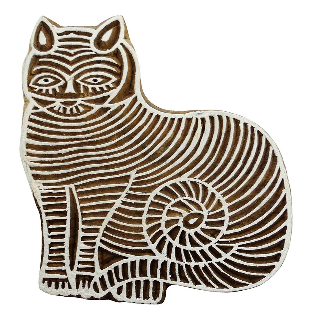 Cat Design Printing Block, Fabric Printing Block, Traditional Art ...