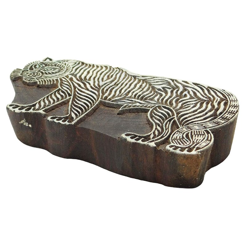 Tiger Pattern Printing Block Collectible Wooden Block Hand - Etsy