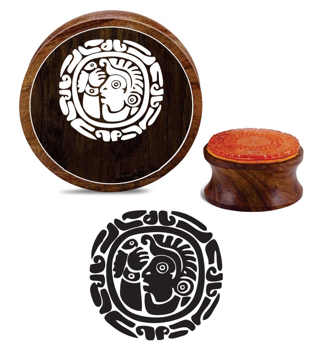 Wooden Craft Textile Decorative Stamp, Aztec Inca Symbol Wooden Rubber ...