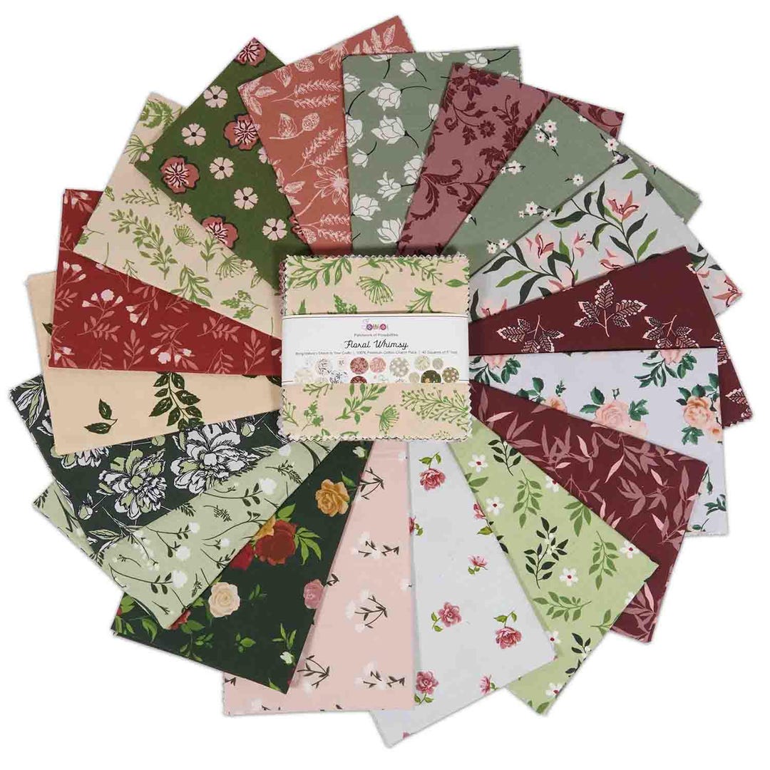 Floral Cotton Fabric Squares, Quilting Charm Pack, DIY Crafts - Etsy
