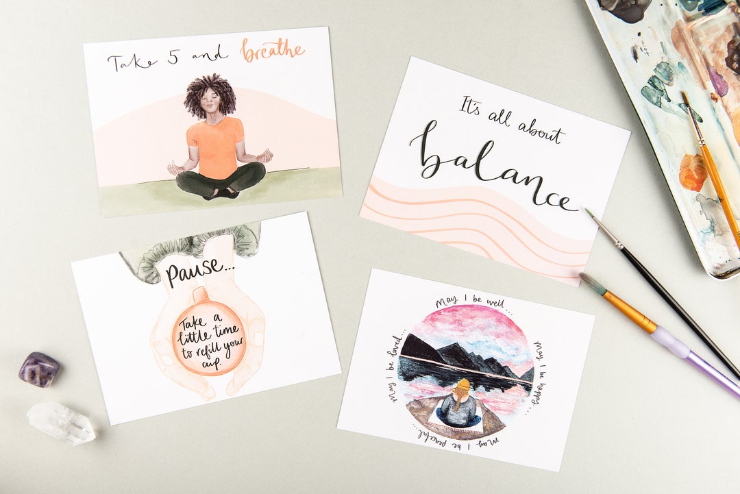 Positive Affirmation Postcards: Mindfulness Gift Set - Etsy