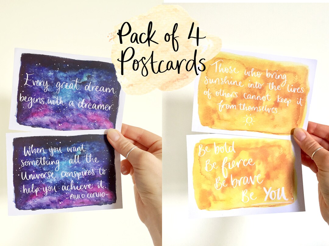 Positive Affirmation Postcards: Inspirational Quote Cards, Set of 4 ...