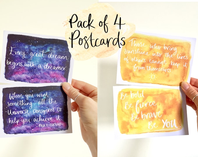 Positive Affirmation Postcards: Inspirational Quote Cards, Set of 4 ...