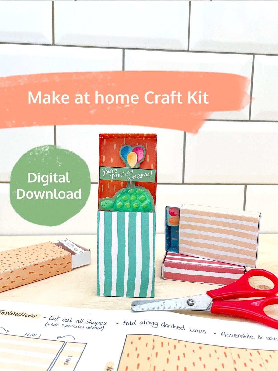 Downloadable Paper Craft Kit for Kids - Turtle - Etsy