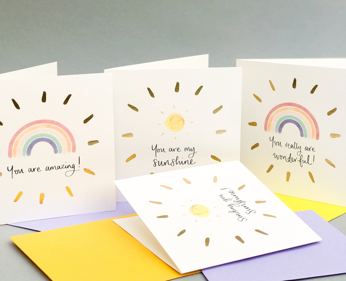 Sending You Sunshine Card. Thank You Sunshine Positive Card | Etsy