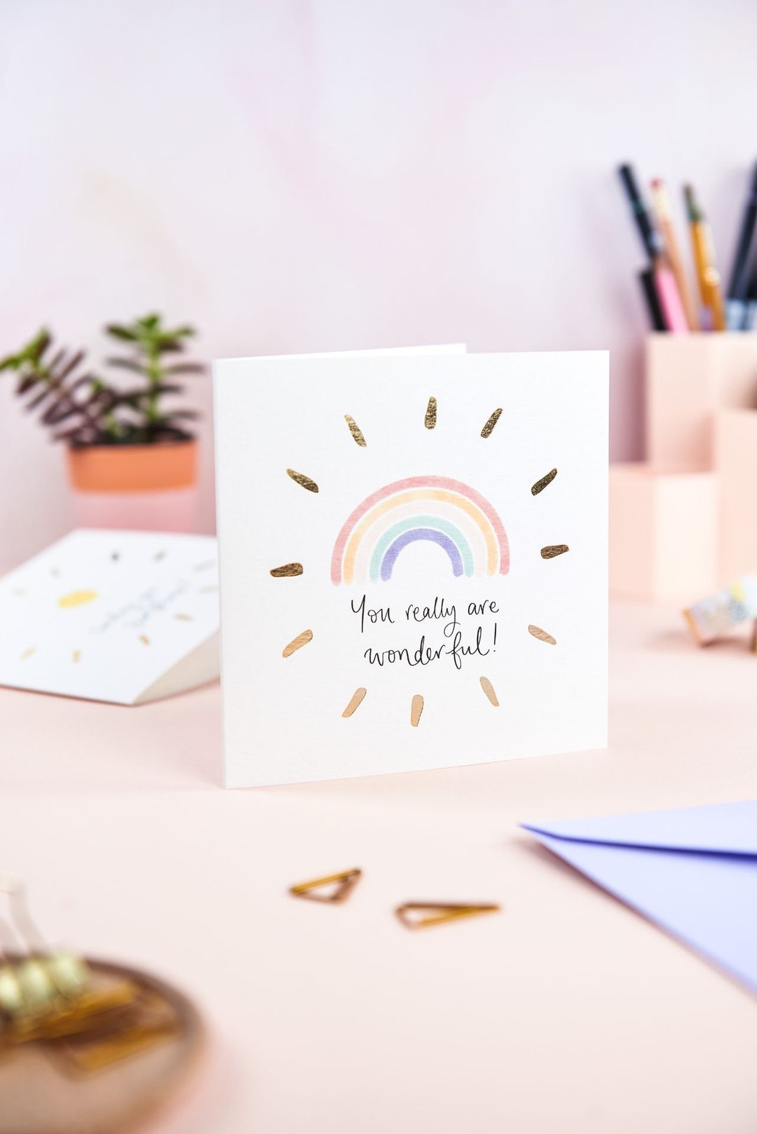 Pack of 4 or 10 Cards, You Are Wonderful Cards. Thank You Rainbow Cards ...