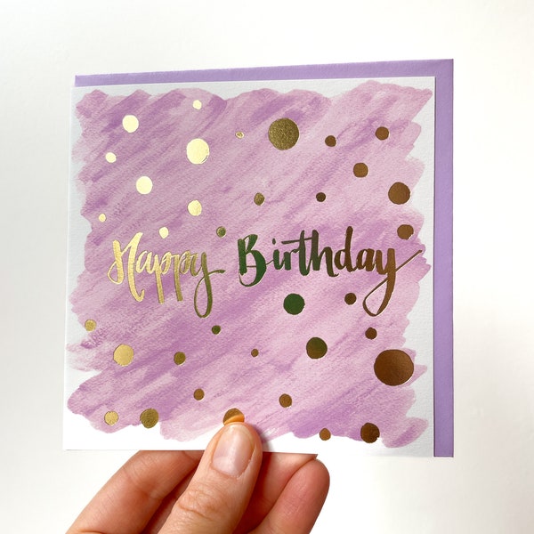 Birthday Card Purple - Etsy