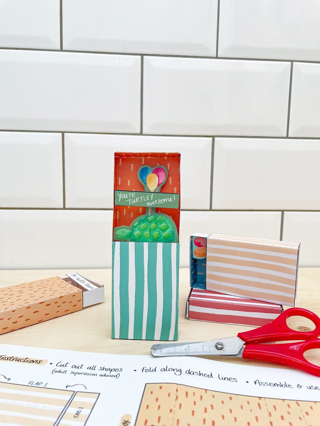 Matchbox Paper Craft Kit for Kids - Turtle - Etsy