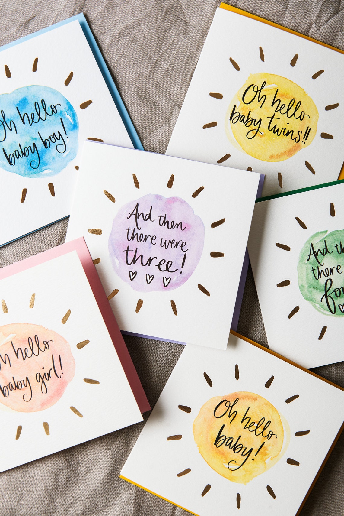 New baby card. And then there were three by Sunshine for | Etsy