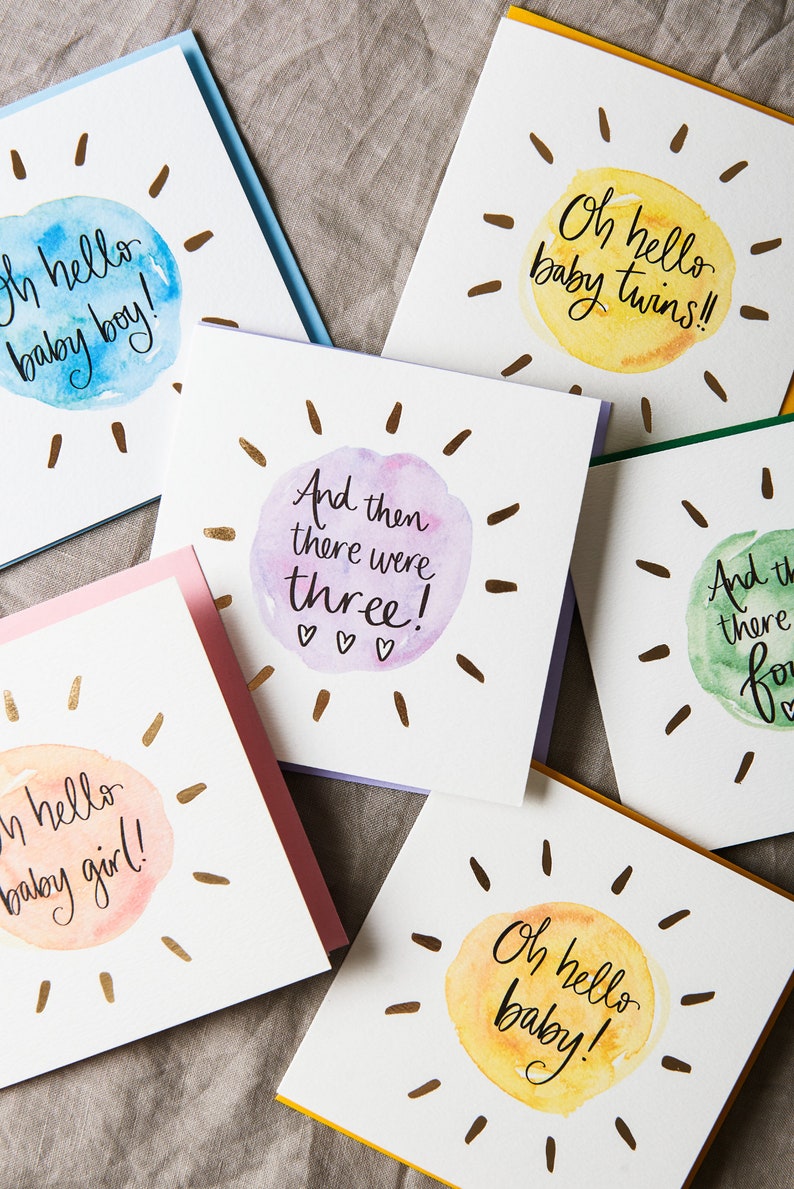 New baby card. And then there were three by Sunshine for | Etsy