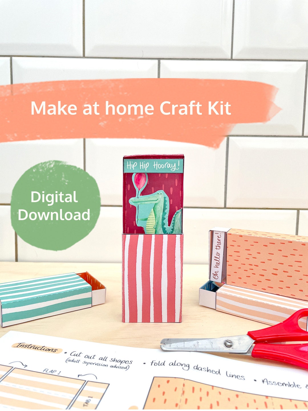 Downloadable Craft Kit - Matchbox Paper Craft Kit for Kids - Crocodile ...