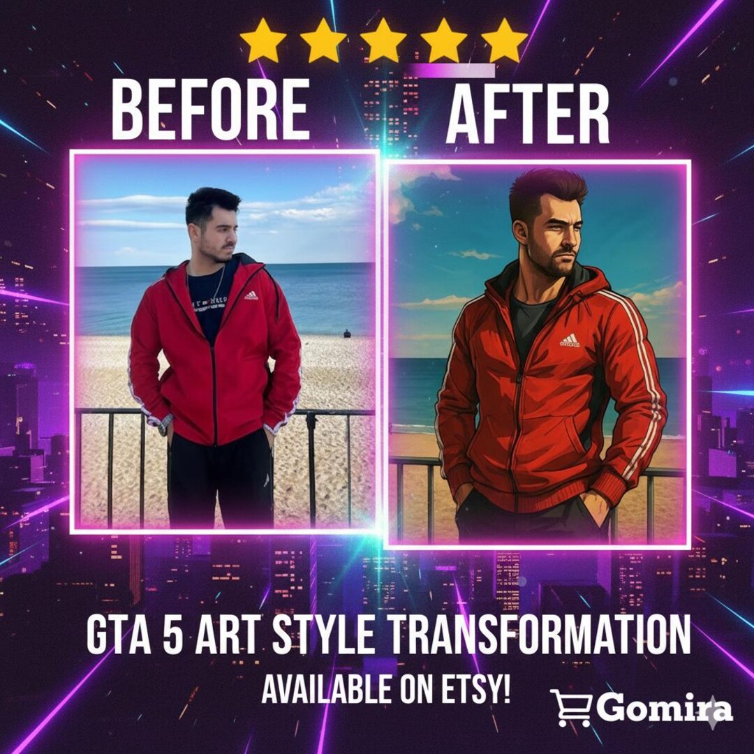 Custom GTA Style Portrait From Photo, Personalized Gamer Gift, 24 Hour ...