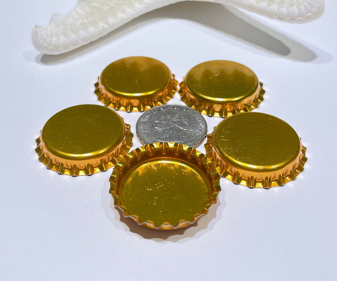 5 Piece - Golden Orange Bottle Caps-one Sided Black Color Bottle Cap ...