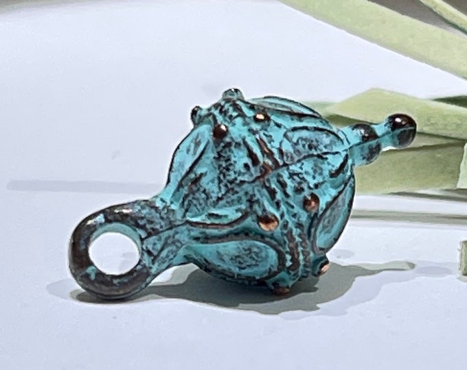 1 Piece - 20x10mm Bali Style Ball With Loop-green Patina Bali Ball With ...