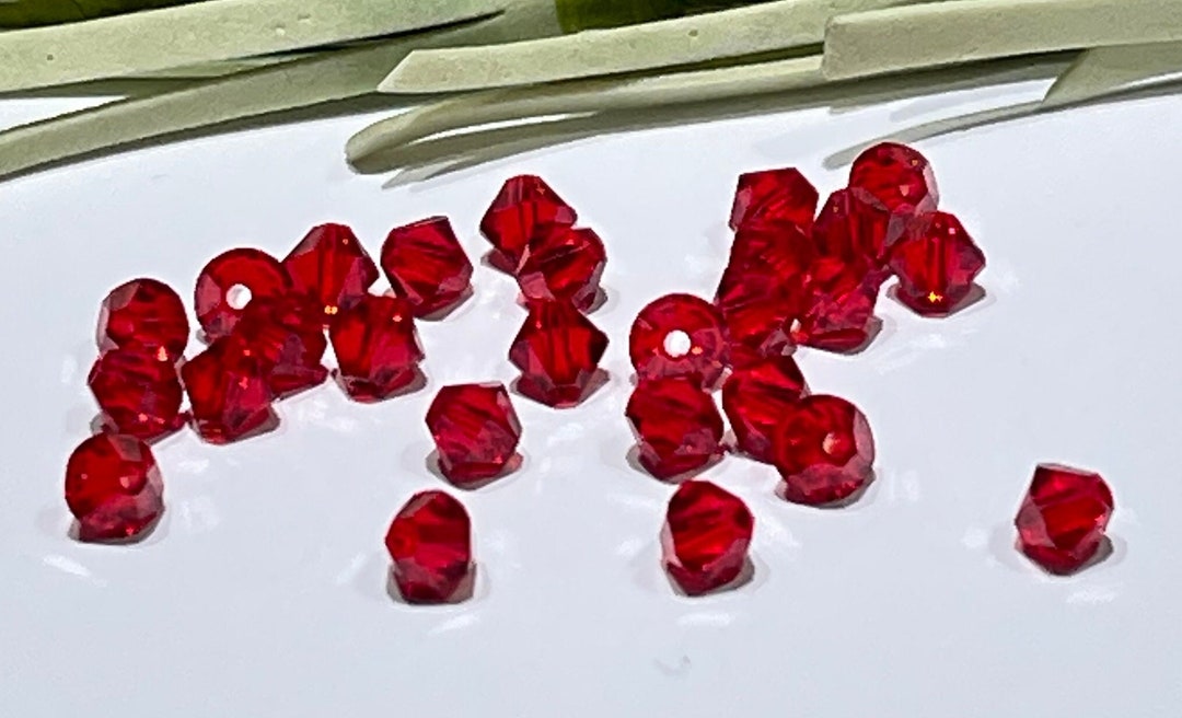 12 Light Siam Swarovski Crystal Beads: 4mm Bicone Xilion - July ...