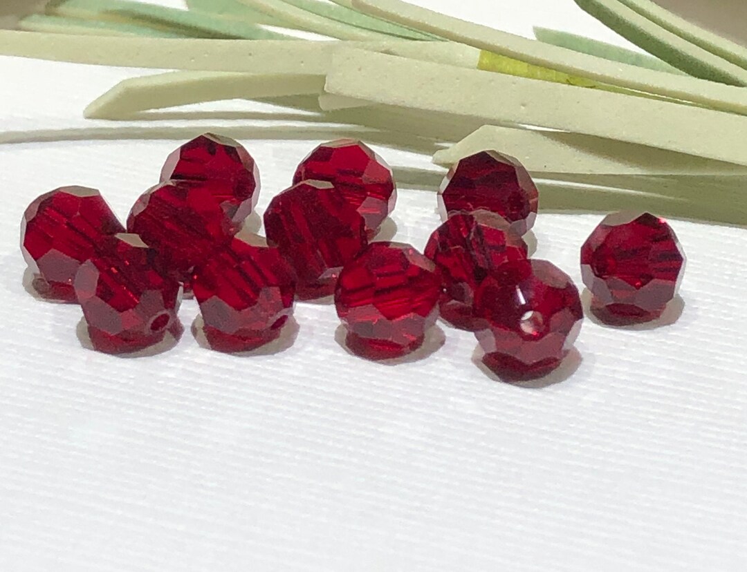 6 Piece - 6mm Dark Siam Red-round Series 5000-genuine Swarovski ...