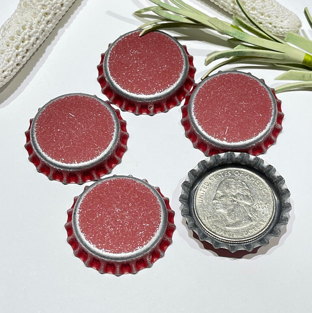 5 Piece Distressed Red Bottle Caps-one Sided Red Color Bottle Cap ...
