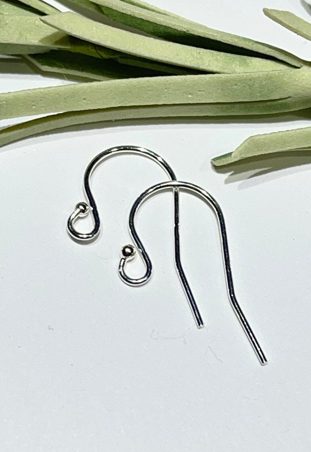 5 Pair - Sterling Silver Ear Wires With Ball End and Loop-simple Fish ...